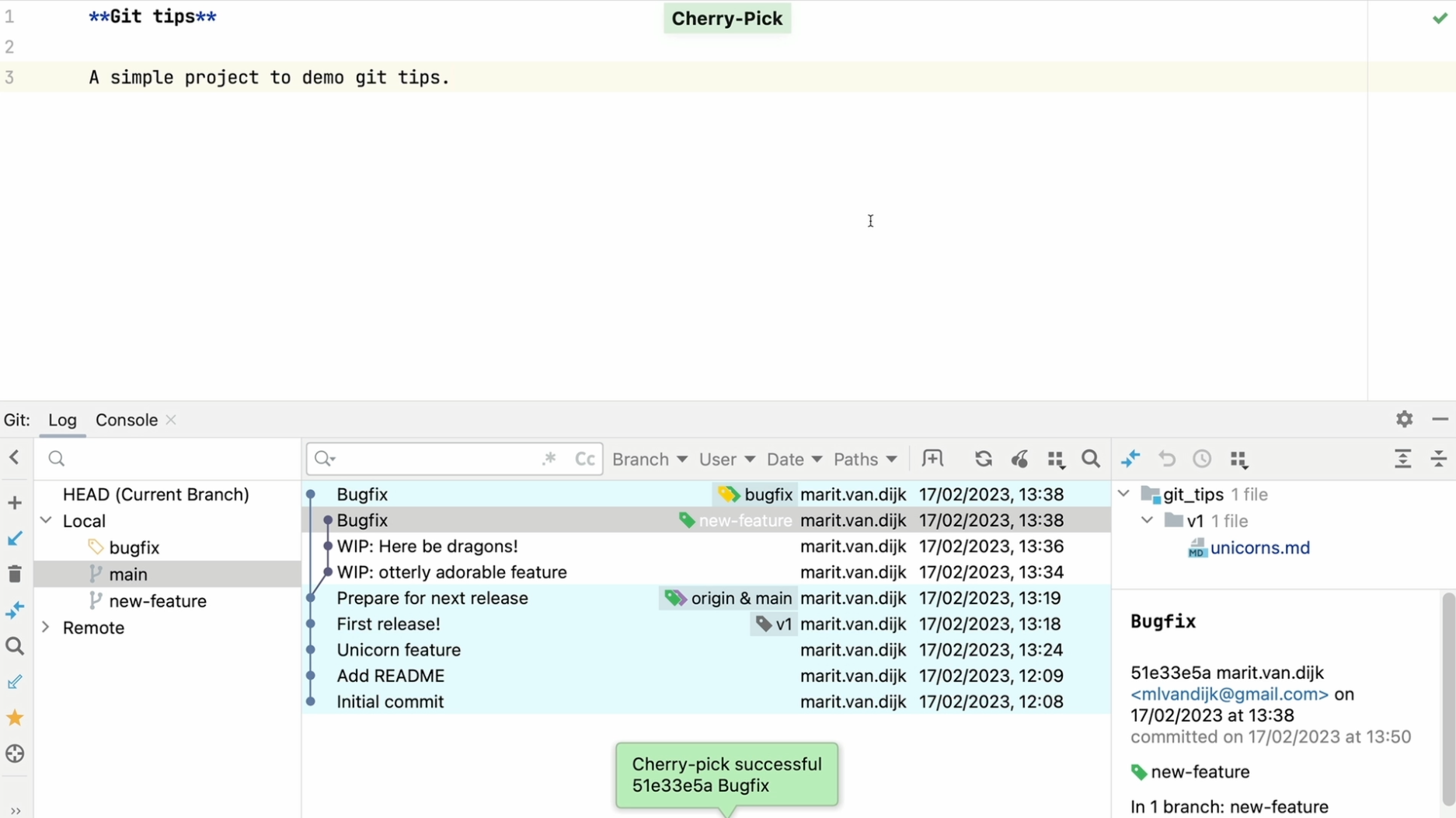 Cherry-pick: Move a commit to a different branch - Marit van Dijk