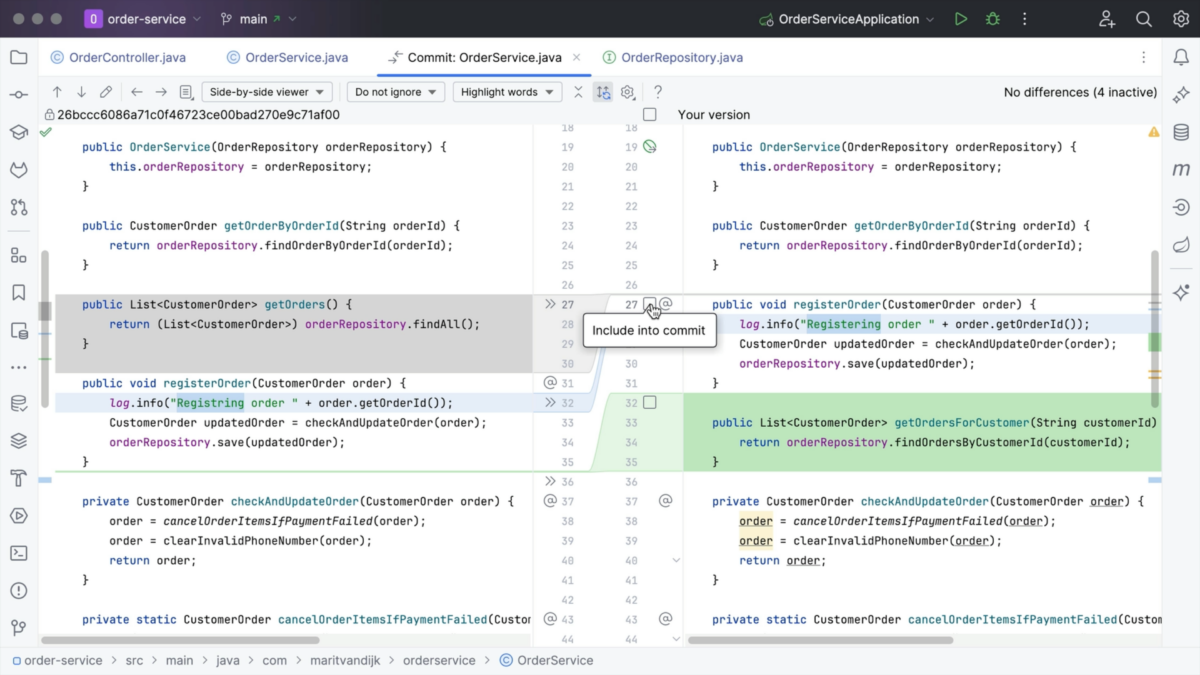 IntelliJ IDEA: Selectively Commit Changes to a File - Marit van Dijk